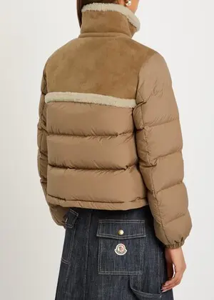 Moncler Aurore Suede Panel Shearling Nylon Jacket