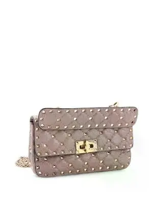 Valentino Garavani Rockstud Spike Flap Bag Quilted Leather - Grey