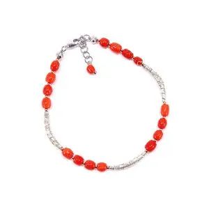 MINERALGEMS ✩ STUDIO Mineralgems Studio Sardinian Coral And Sterling Silver Beaded Bracelet - Red