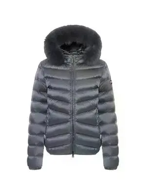 COLMAR Quilted Faux Fur Trim Coat - Grey