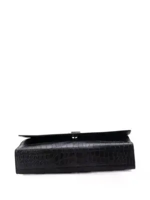 Saint Laurent Monogram Crocodile Embossed Leather Large Crossbody Bag