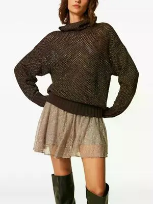 TWINSET Mesh Turtleneck Jumper With Lurex
