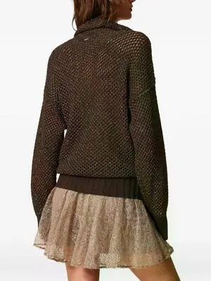 TWINSET Mesh Turtleneck Jumper With Lurex
