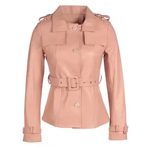 SANTINNI Leather Belted Jacket