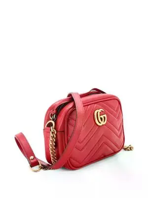 Gucci Gg Marmont Matelasse Leather Mini Camera Cross Body Bag - Red