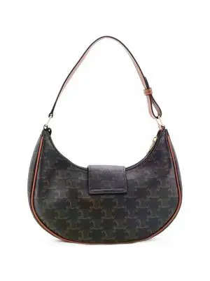 Celine Ava Triomphe Shoulder Bag In Coated Canvas - Brown