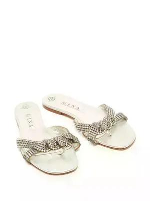 GINA Crystal-embellished Leather Sandals