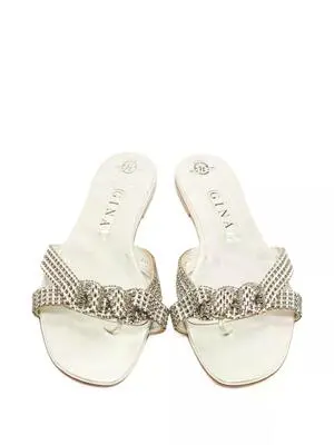 GINA Crystal-embellished Leather Sandals