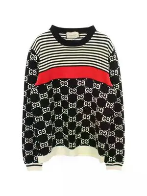 Gucci Gg Jacquard Stripe Crew Neck Sweater