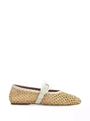 Paris Texas Sveva Woven Raffia Ballet Flats - Neutrals