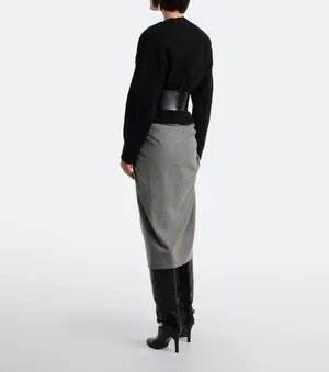 MARANT ETOILE Draped Flannel Midi Skirt