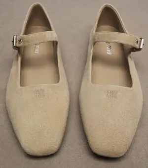Miu Miu Suede Mary Jane Flats