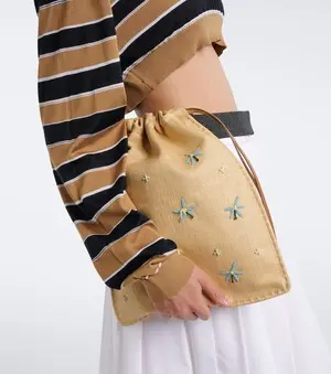 Prada Wish Beaded Canvas Pouch