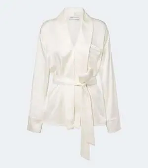 Victoria Beckham Alba Belted Satin Blouse