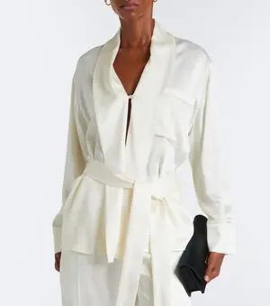 Victoria Beckham Alba Belted Satin Blouse