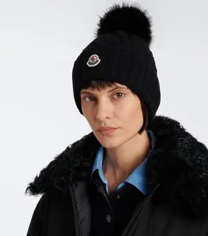 Moncler Logo Wool And Cashmere Beanie