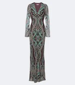 Veronica Beard Daciana Printed Silk Georgette Maxi Dress