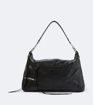 Balenciaga Le City Moto Leather Shoulder Bag - Black