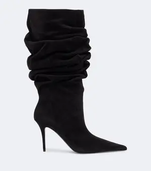 Amina Muaddi Suede Mid-calf Boots