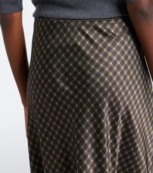 Vince Plaid Satin Slip Skirt