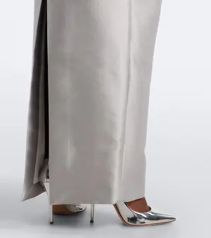 Solace London Pieta Off-shoulder Peplum Satin Gown