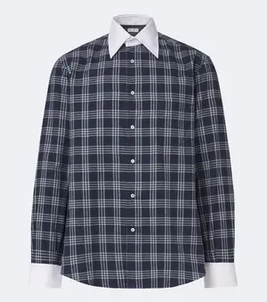 Brunello Cucinelli Checked Cotton-blend Flannel Shirt - Blue