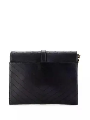 Saint Laurent Classic Monogram Envelope Chain Bag Matelasse Chevron Leather Medium Shoulder Bag - Black
