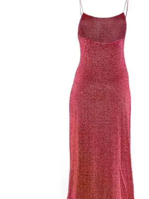Oseree Feather-trimmed Metallic-effect Maxi Dress