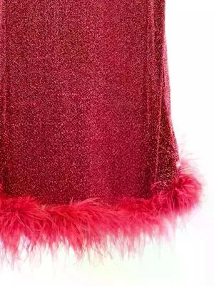 Oseree Feather-trimmed Metallic-effect Maxi Dress