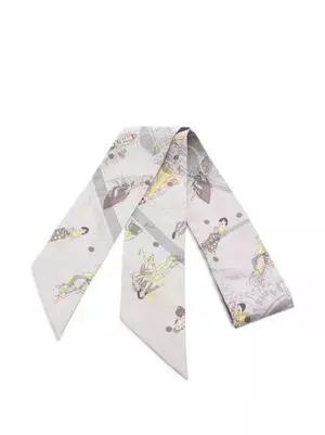 Hermès 2010s Ex-libris Les Parisiennes Twilly Scarf Grey