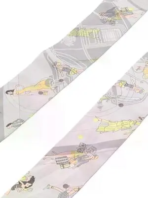Hermès 2010s Ex-libris Les Parisiennes Twilly Scarf - Grey