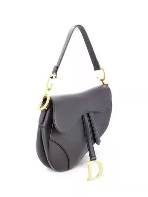 Dior Saddle Handbag Leather Medium Shoulder Bag - Black