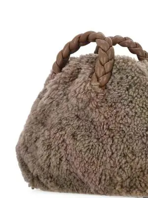 Hereu Braided-handle Shearling Tote Bag
