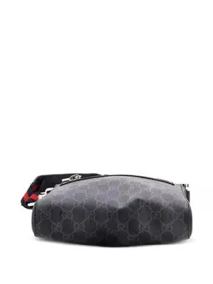 Gucci Web Strap Front Zip Messenger Bag Gg Coated Canvas