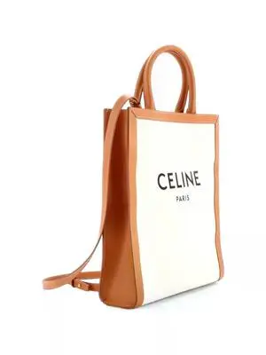 Celine Vertical Cabas Canvas With Leather Small Tote Bag