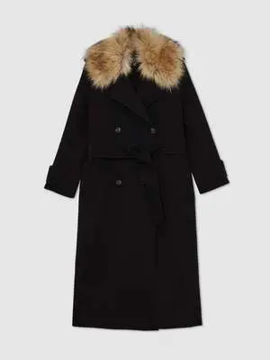 REISS Atelier Wool Faux-fur Collar Coat