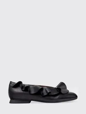 Camper Casi Myra Leather Ballerinas With Ruffles - Black