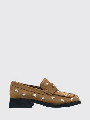 Camper Nubuck Loafers With Embroidered Flowers - Brown