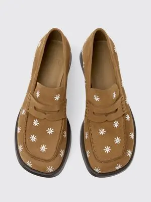 Camper Nubuck Loafers With Embroidered Flowers