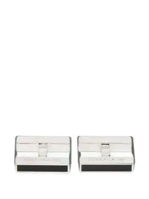 FERRAGAMO Logo-engraved Rectangle Cufflinks - Silver
