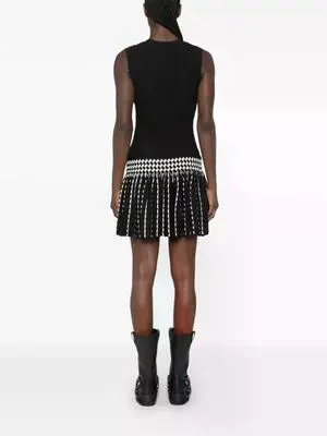 Sandro Checked Pleated Knitted Mini Dress