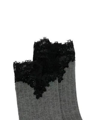 Maje Lace-trim Ribbed Socks