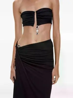Christopher Esber Droplet Ruched Stone-embellished Midi Skirt