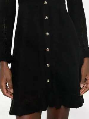 Maje Ruffle-trim Cable-knit Mini Dress
