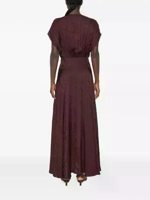 Maje Floral Jacquard V-neck Dress - Red