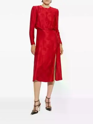 Valentino Garavani Silk Long-sleeve Midi Dress