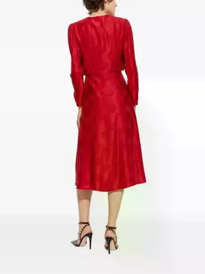 Valentino Garavani Silk Long-sleeve Midi Dress
