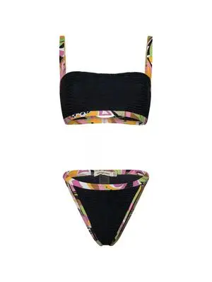 PARAMIDONNA Ava Printed Crinkled Bikini - Black