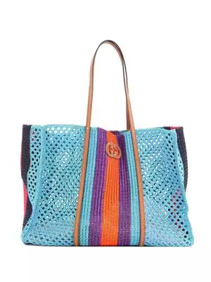 Gucci Interlocking G Web Raffia Large Tote Bag