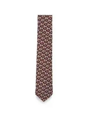 FERRAGAMO Animali Dog-print Tie - Red